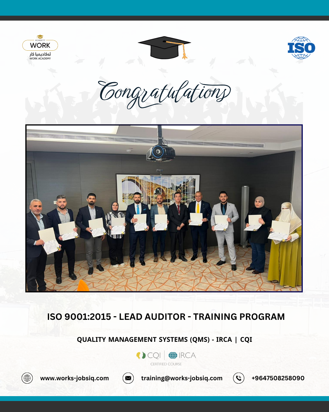 ISO 9001:2015 Lead Auditor (QMS) – IRCA | CQI Training Program English | Arabic